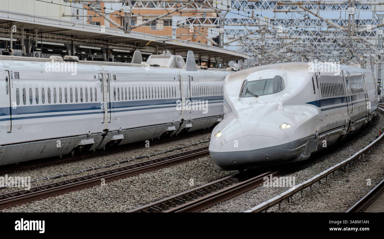 Tokaido Shinkansen N700 Series trains at Hamamatsu Station in Shizuoka ...