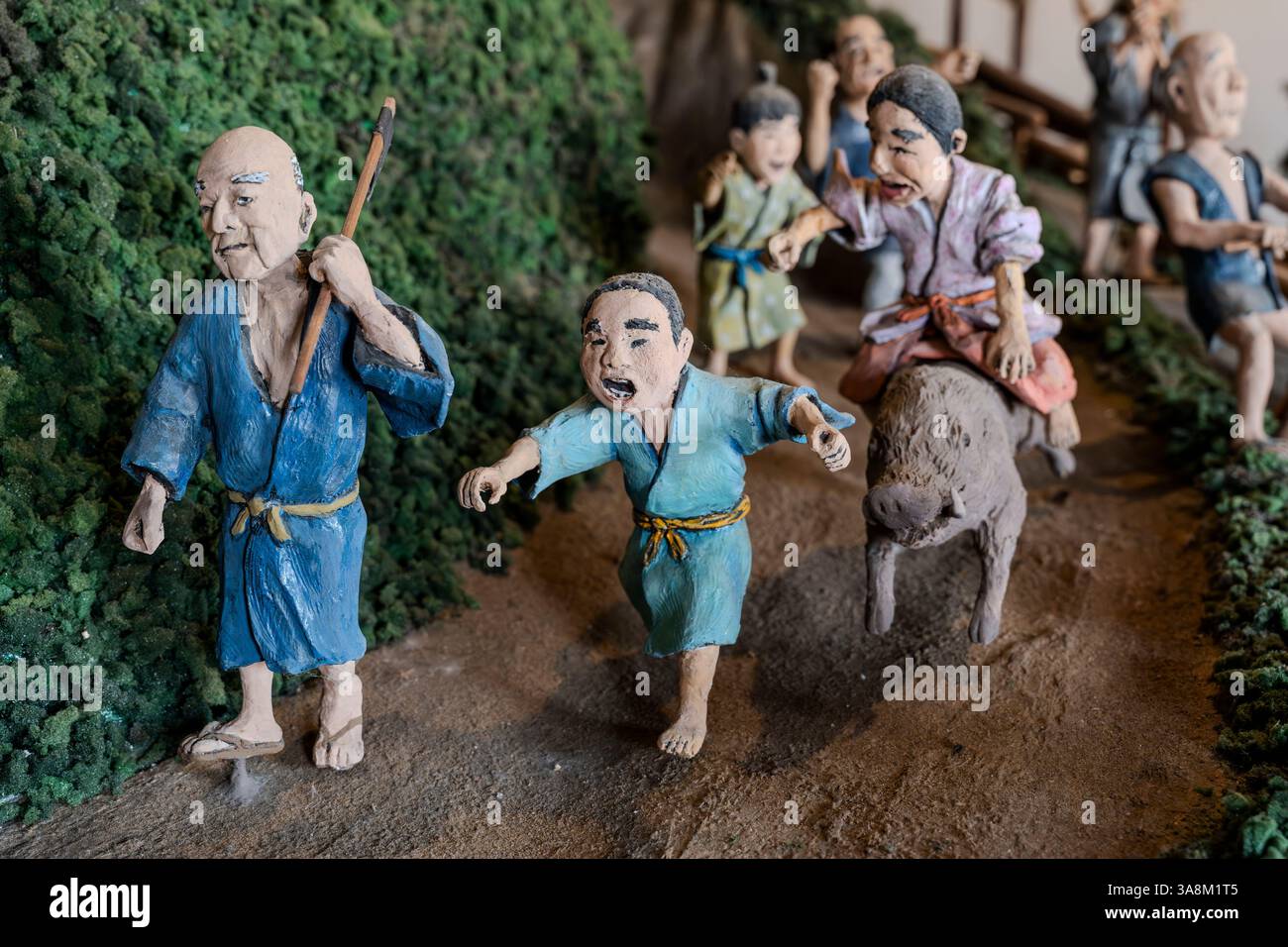 Figures in a historical diorama at Ozu Castle (or Ozu-jo) in Ehime ...