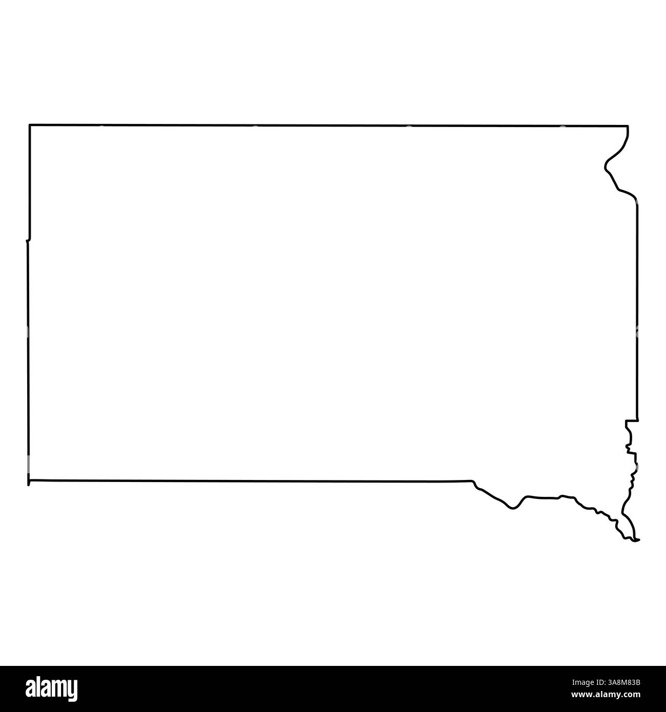 Outline Map of South Dakota State Blank Template border Stock Vector ...