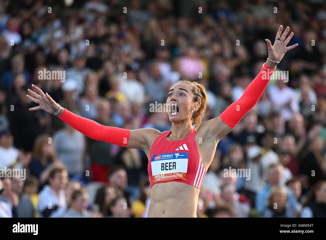 Melbourne, Australia. 29th Mar, 2025. Ellie Beer celebrates winning the ...