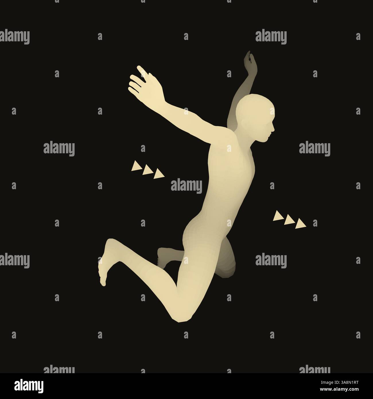 Jumping Man. 3D Model of Man. Human Body. Sport Symbol. Design Element ...