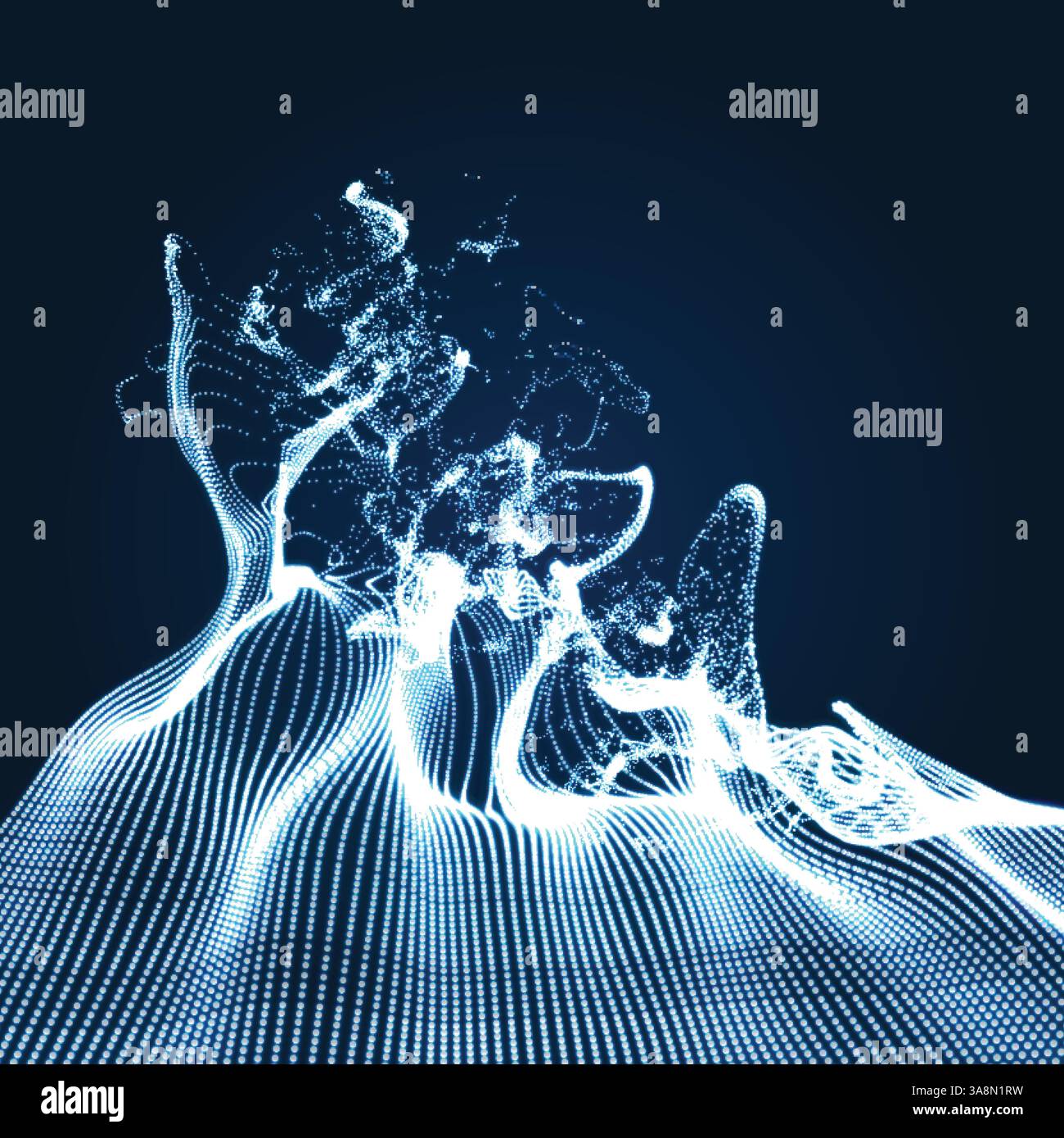 Array with Dynamic Emitted Particles. Water Splash Imitation. Abstract Background. Vector ...
