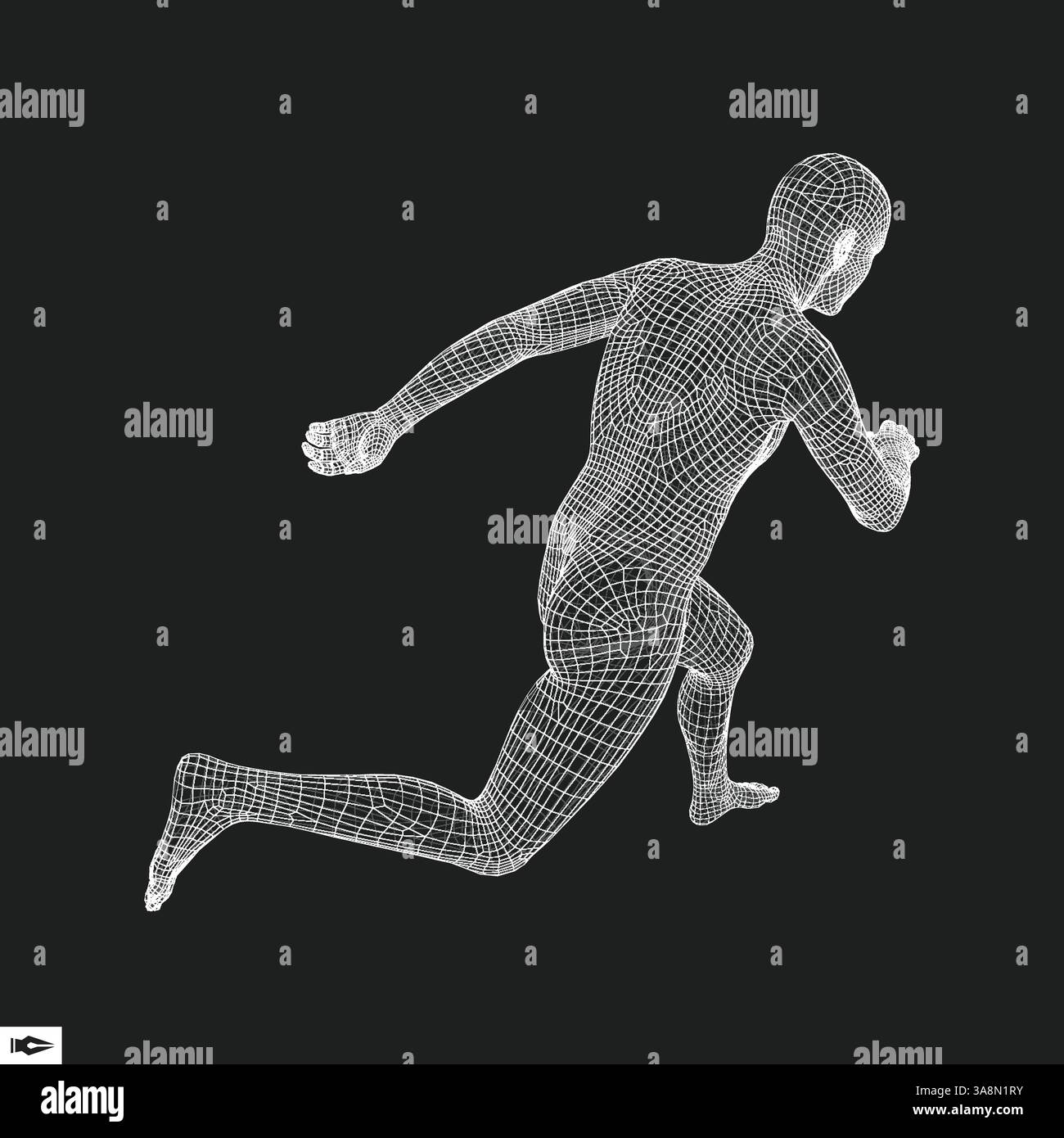 3d Running Man. Design for Sport, Business, Science and Technology. Vector Illustration. Human ...