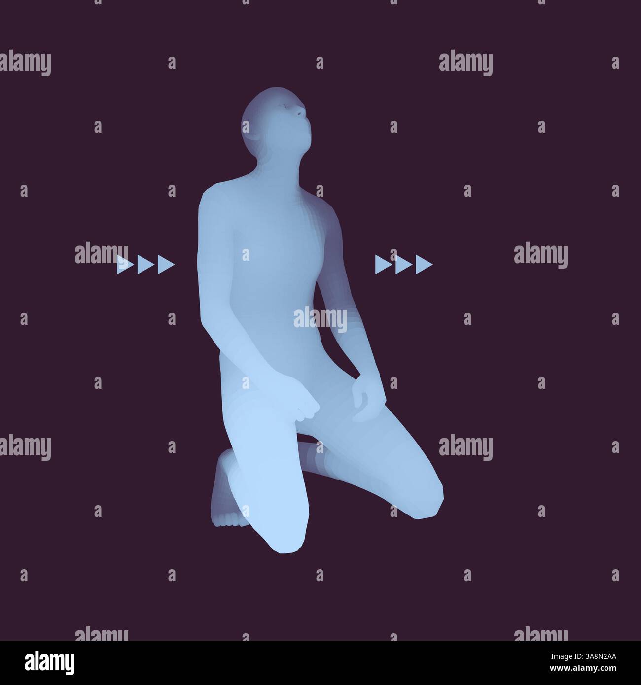 3D Model of Man. Man who prays. Concept for Religion, Worship, Love and ...