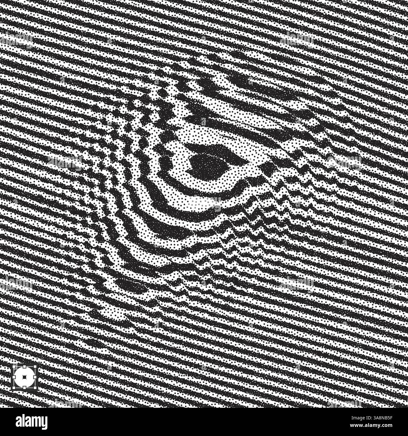 Glitch abstract background. Distortion effect, bug and error. Black and white grainy dotwork ...