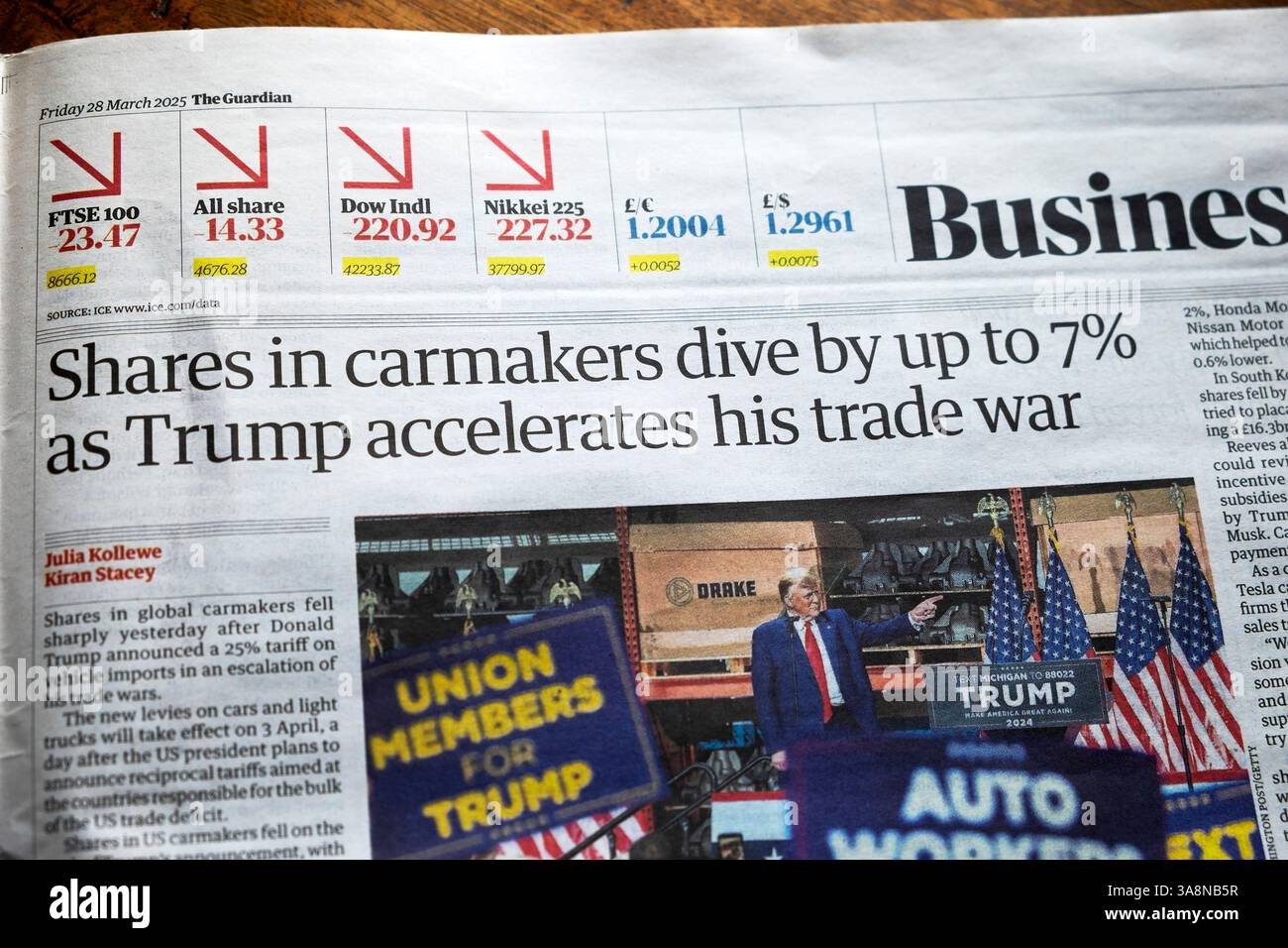 'Shares in carmakers dive by up to 7% as (Donald) Trump accelerates his ...