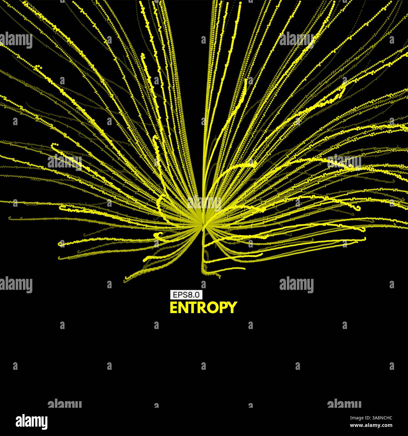 Abstract science or technology background. Array with dynamic particles ...