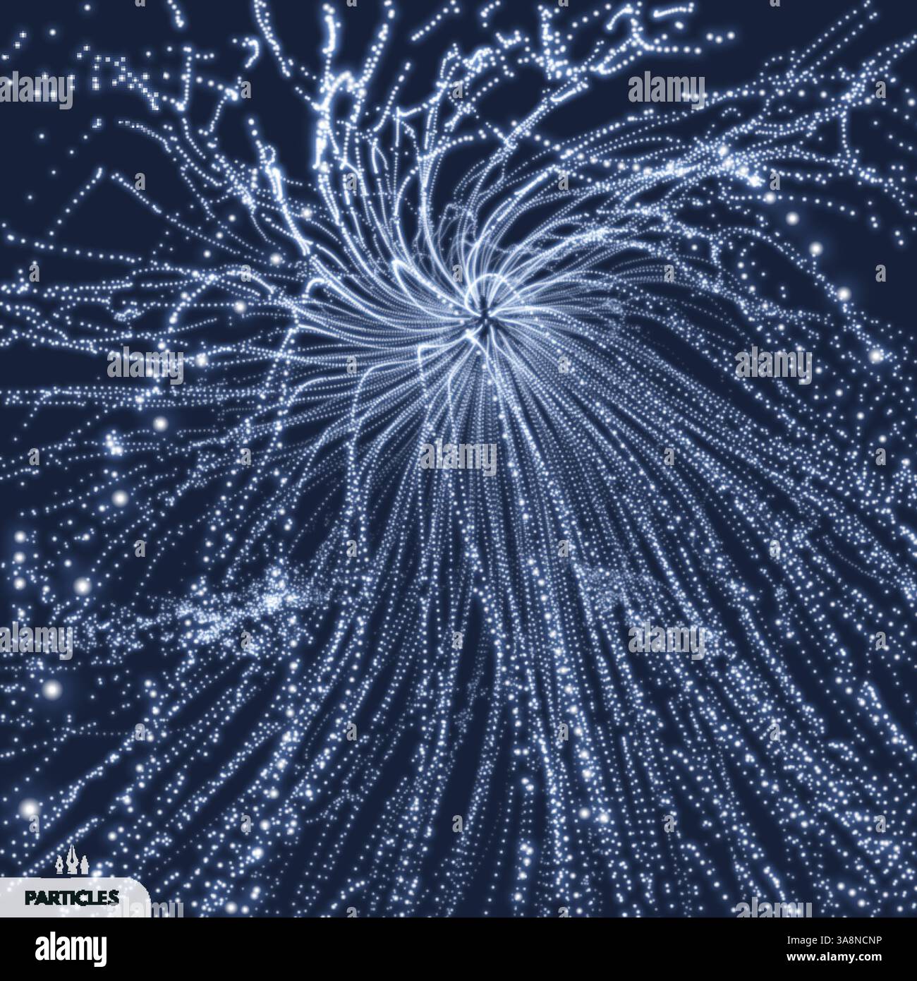 Abstract science or technology background. Array with dynamic particles. Vector illustration ...