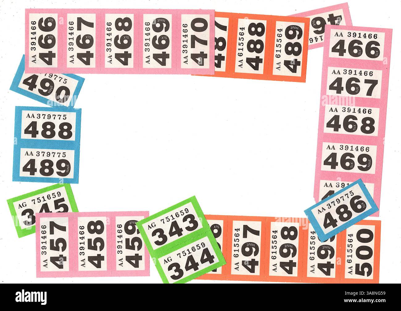 A frame of of vintage raffle tickets on a white background Stock Photo ...