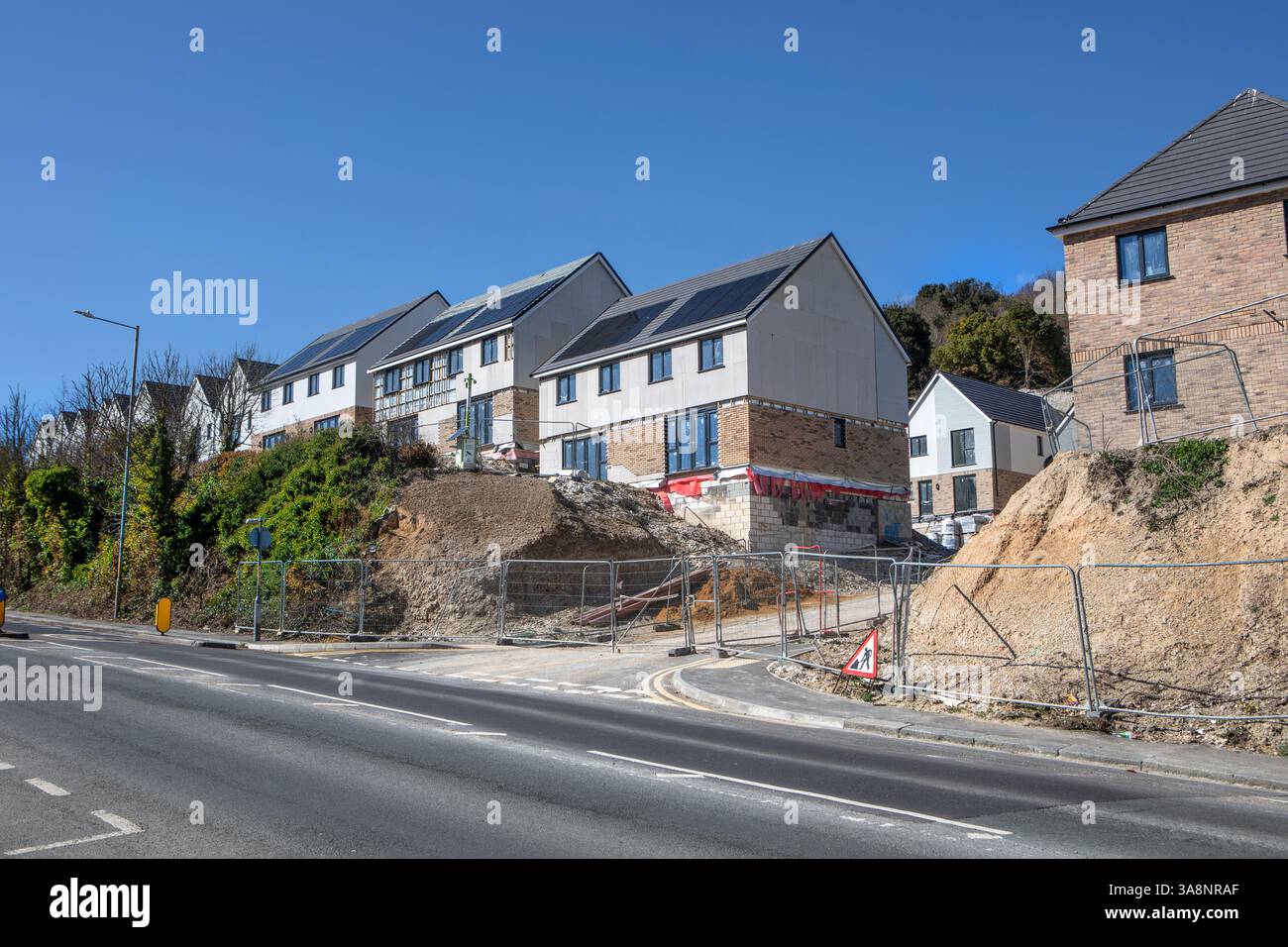 An abandoned, bankrupt housing development on Folkestone Road, Dover ...