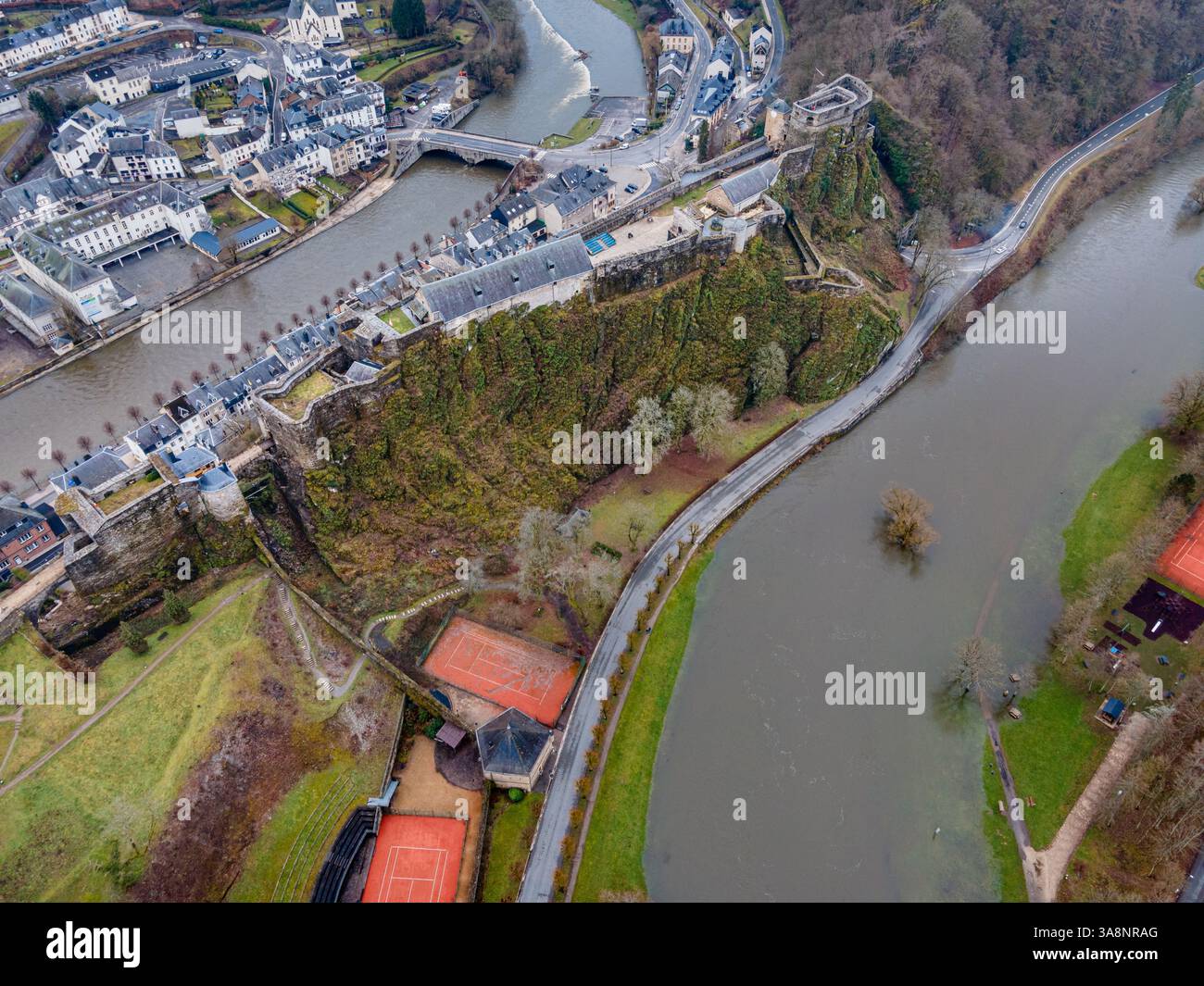 Aerial view of Bouillon castle and the Semois River Stock Photo - Alamy