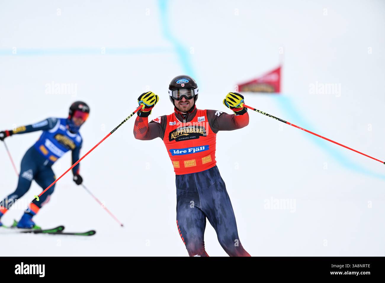 Idre, Sweden. 29th Mar, 2025. Canada's Reece Howden wins the men's big ...