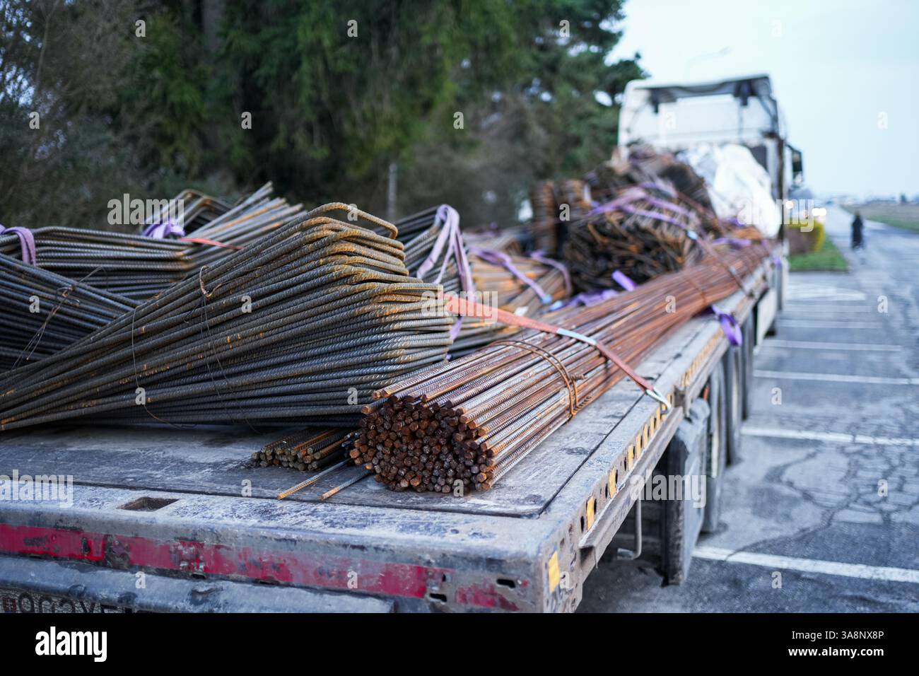 Steel reinforcement bars on the truck Stock Photo - Alamy