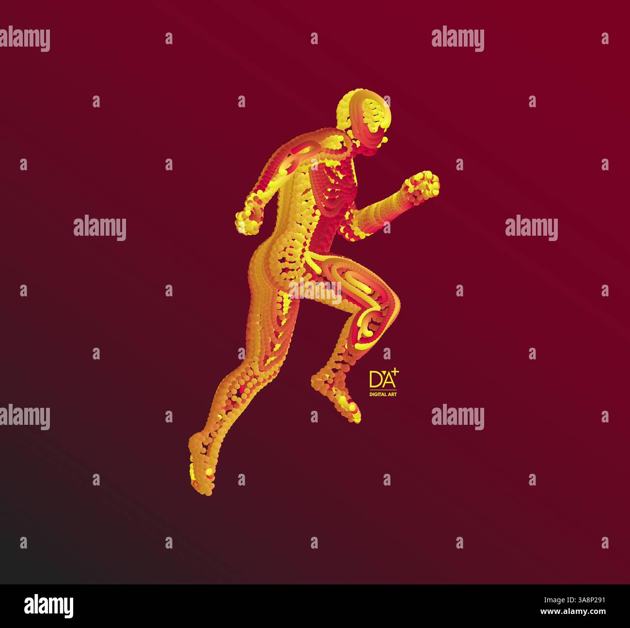 Running man. Emblem for marathon and jogging. 3d model of man. Vector ...