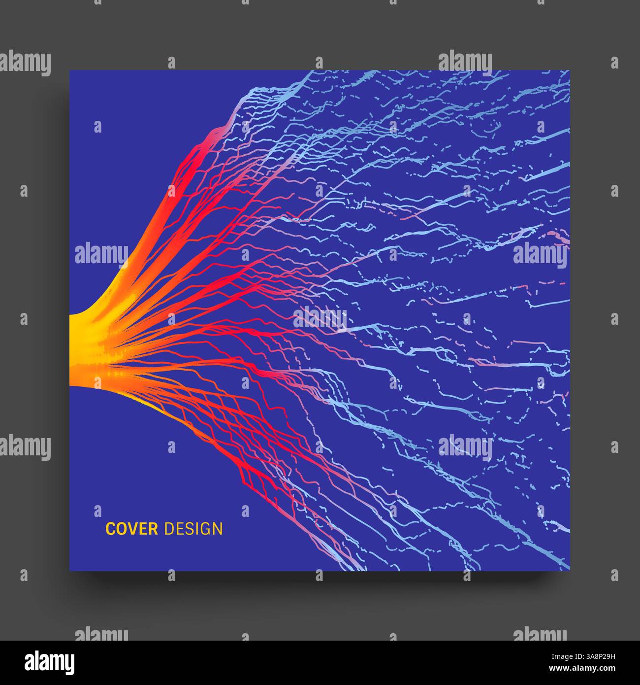Array with dynamic particles. Composition with motion effect. Abstract ...
