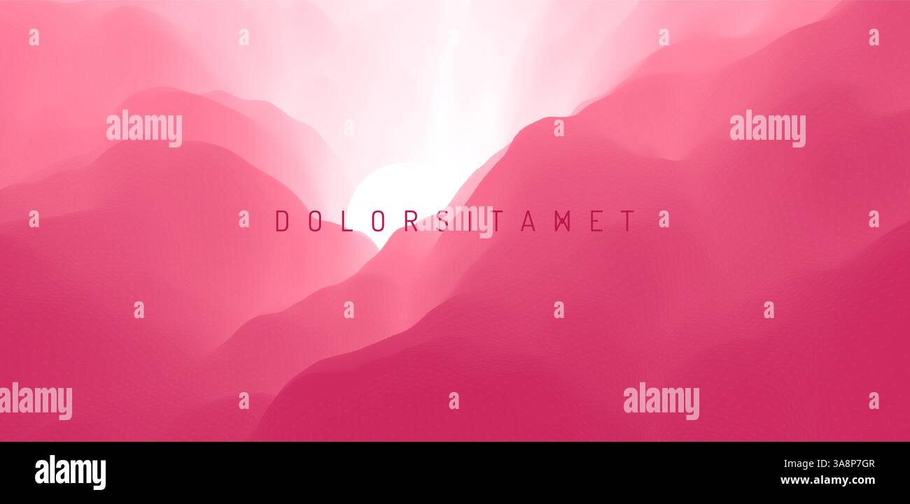 Sky with clouds and sun. Beautiful sunrise. Relaxing background. 3d ...