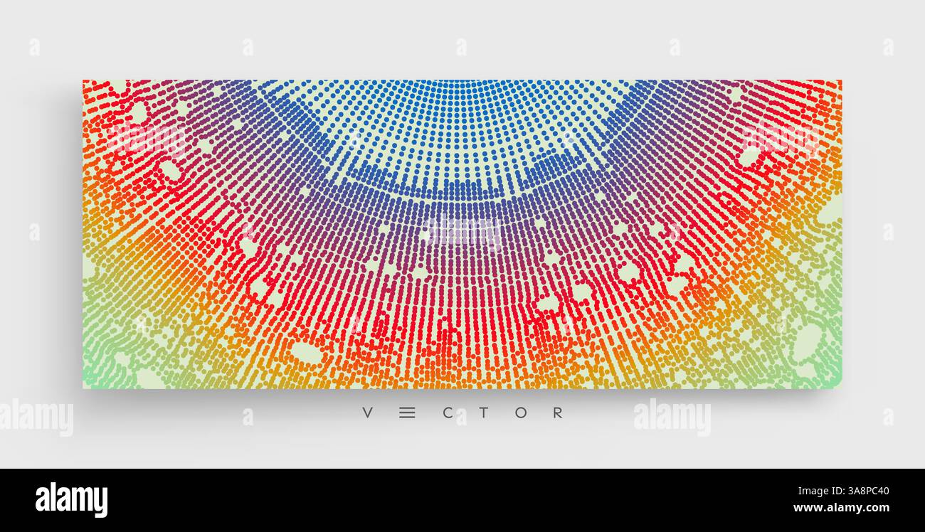 3d abstract half-round. Array with dynamic particles. Cover design ...