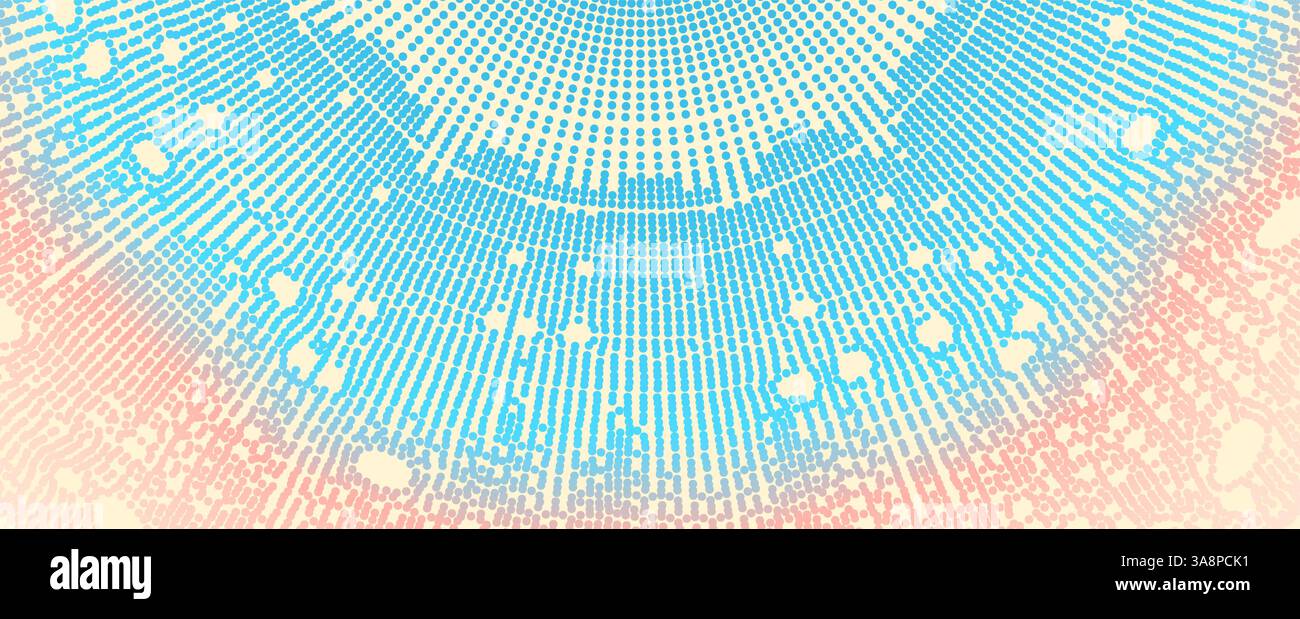 3d abstract half-round. Array with dynamic particles. Cover design ...