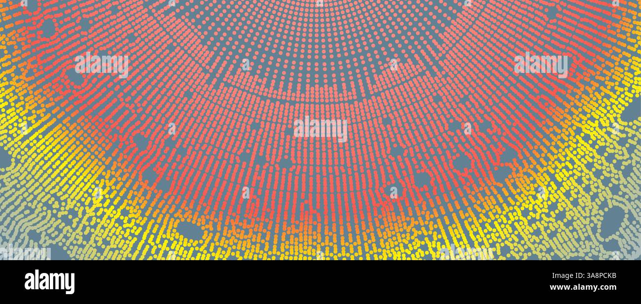 3d abstract half-round. Array with dynamic particles. Cover design ...