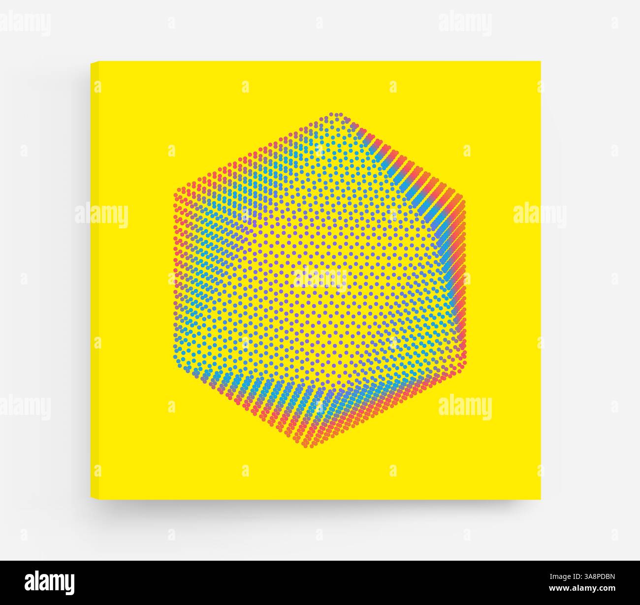 Crystal consisting of small particles. Object with dots. Molecular grid. 3d vector illustration ...