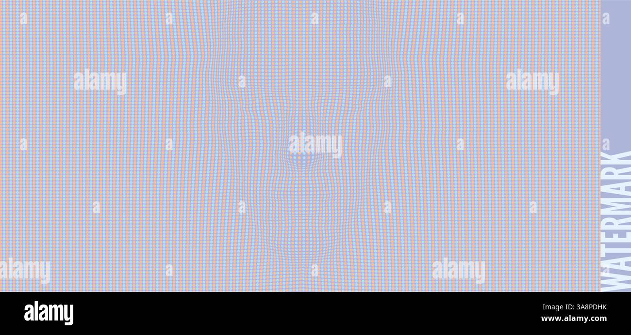 3D human face extruded from dotted pattern. Digital watermark ...