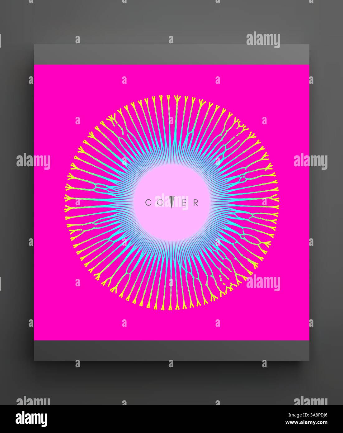 Array with dynamic particles of small particles in circle. Modern ...