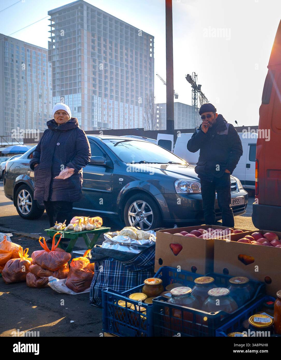 Kyiv, Ukraine - 28th March, 2025: A lively street market unfolds at ...