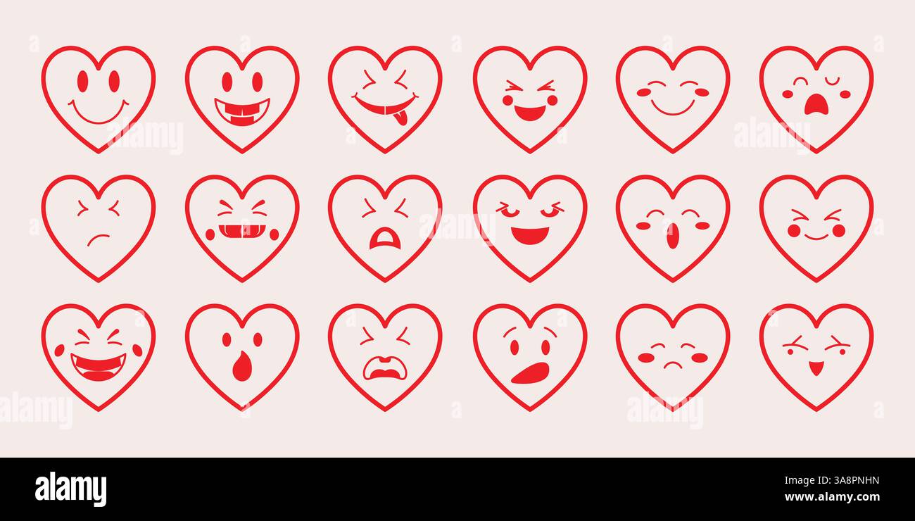 Romantic heart emojis Stock Vector Images - Alamy