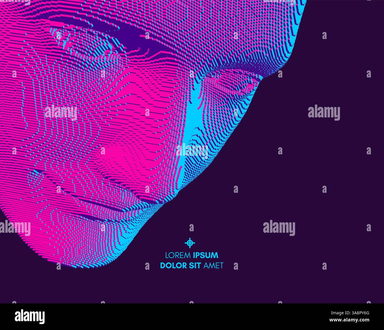Portrait of smiling man. Abstract digital human head constructing from ...