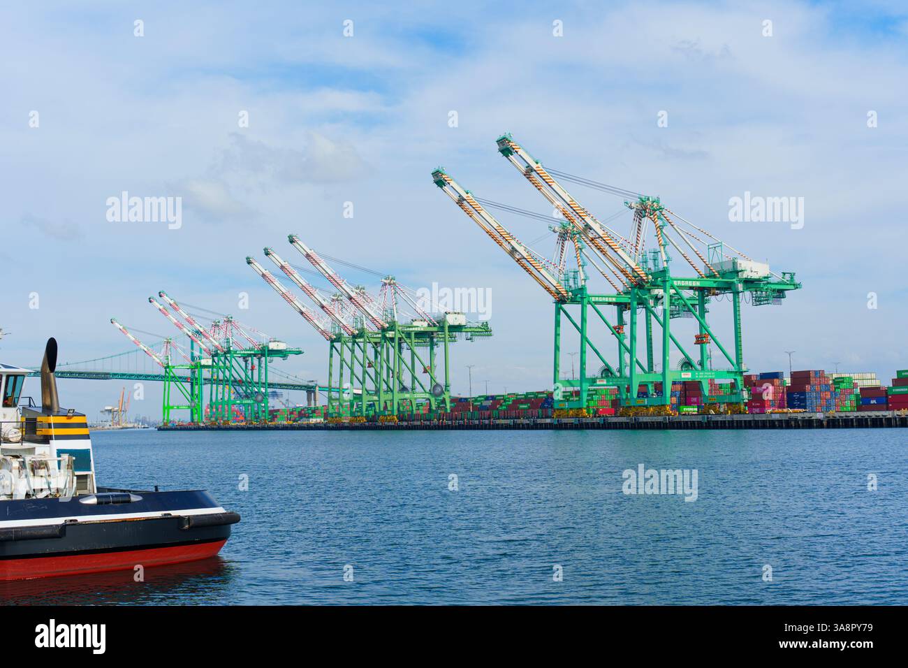 Los Angeles, California - December 25, 2024: Vivid view of the Port of ...