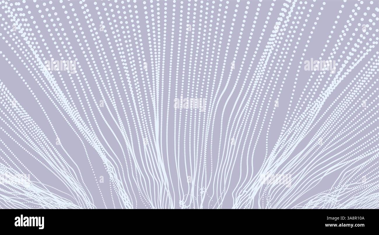 Array with dynamic emitted particles. 3d technology style. Abstract background. Vector ...