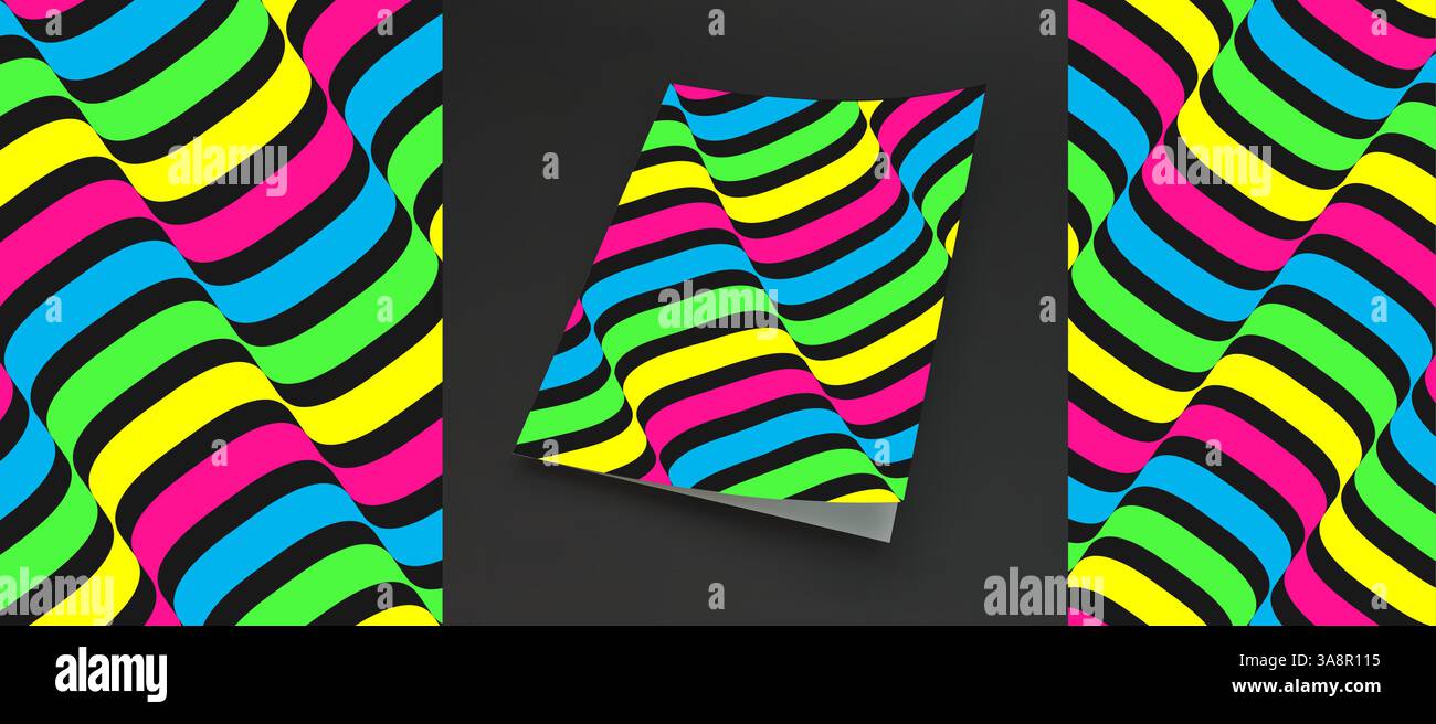 Abstract dynamic template with wavy curved ribbons. Modern cover design ...