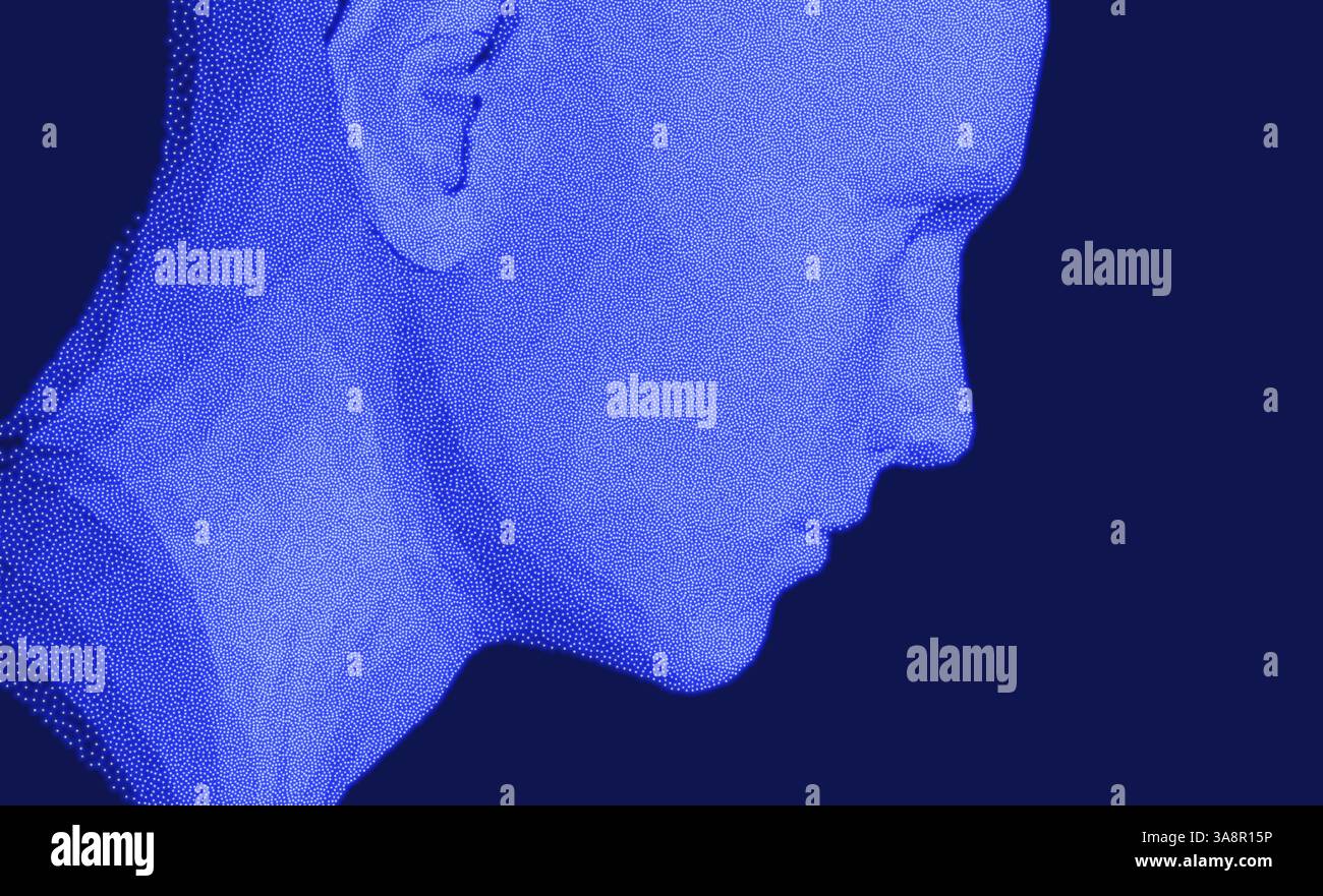 Abstract man head made from dots. Side view of dotted face background ...