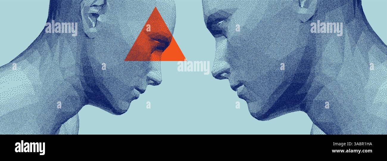 Two opponents facing each other. Conflict. People talk face to face ...