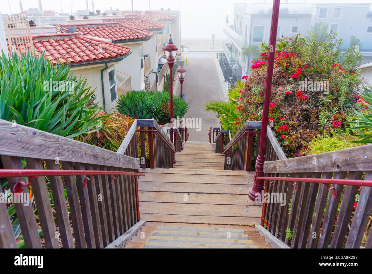 Oceanside, California - January 3, 2025: Wide-angle view of a wooden ...