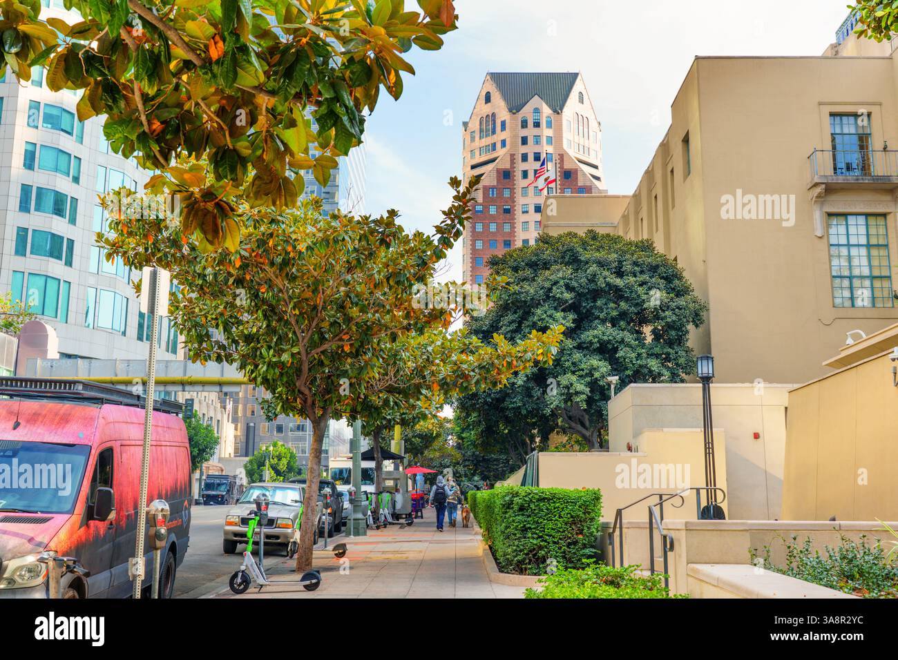 Los Angeles, California - December 4, 2024: Busy street scene showing ...