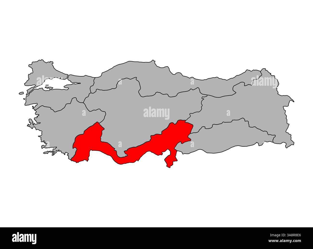 Mediterranean Region of Turkey map symbol shape, travel web concept ...