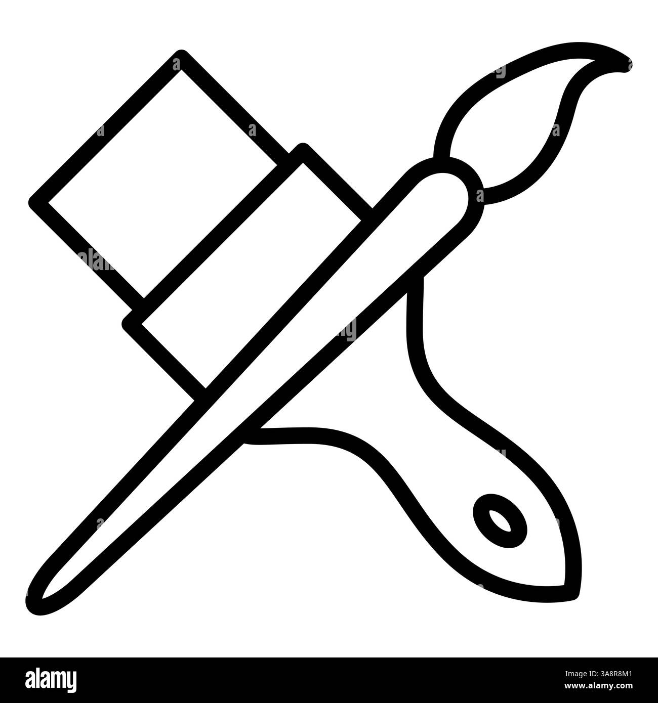 Paint brush icon, equipment painter tool flat web symbol, paintbrush ...