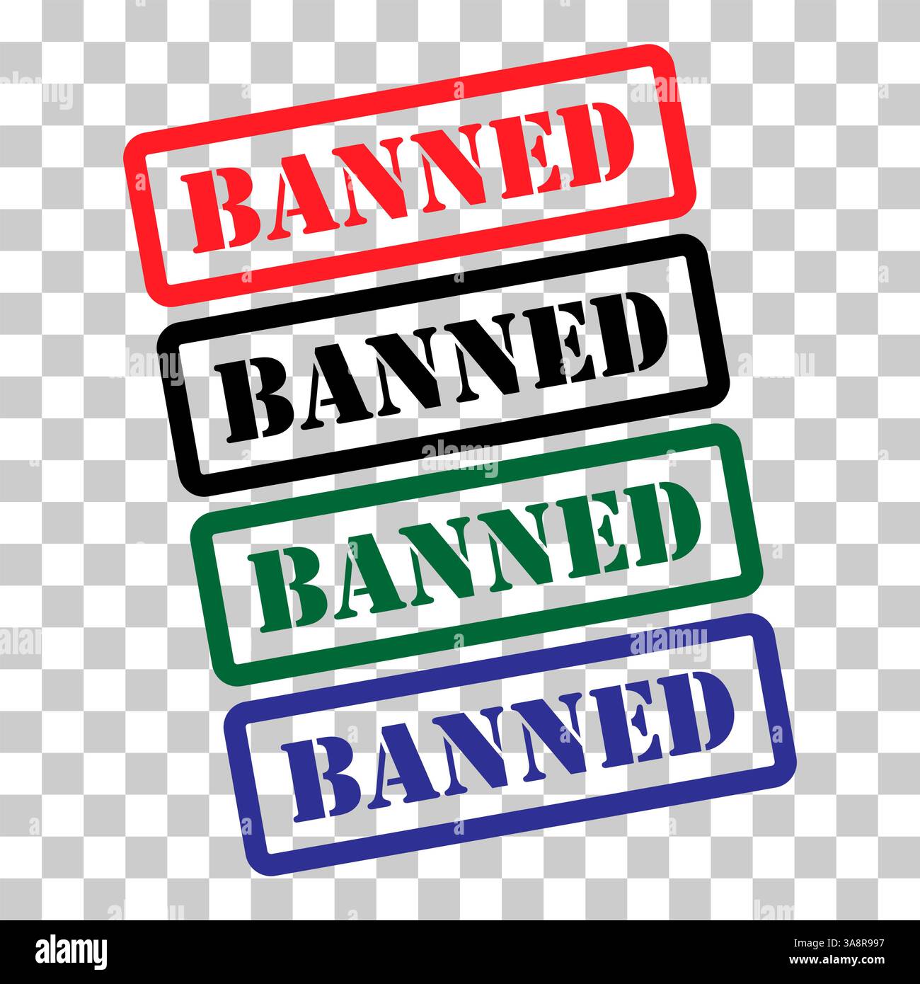 Set of Banned stamp symbol, label sticker sign button, text banner ...