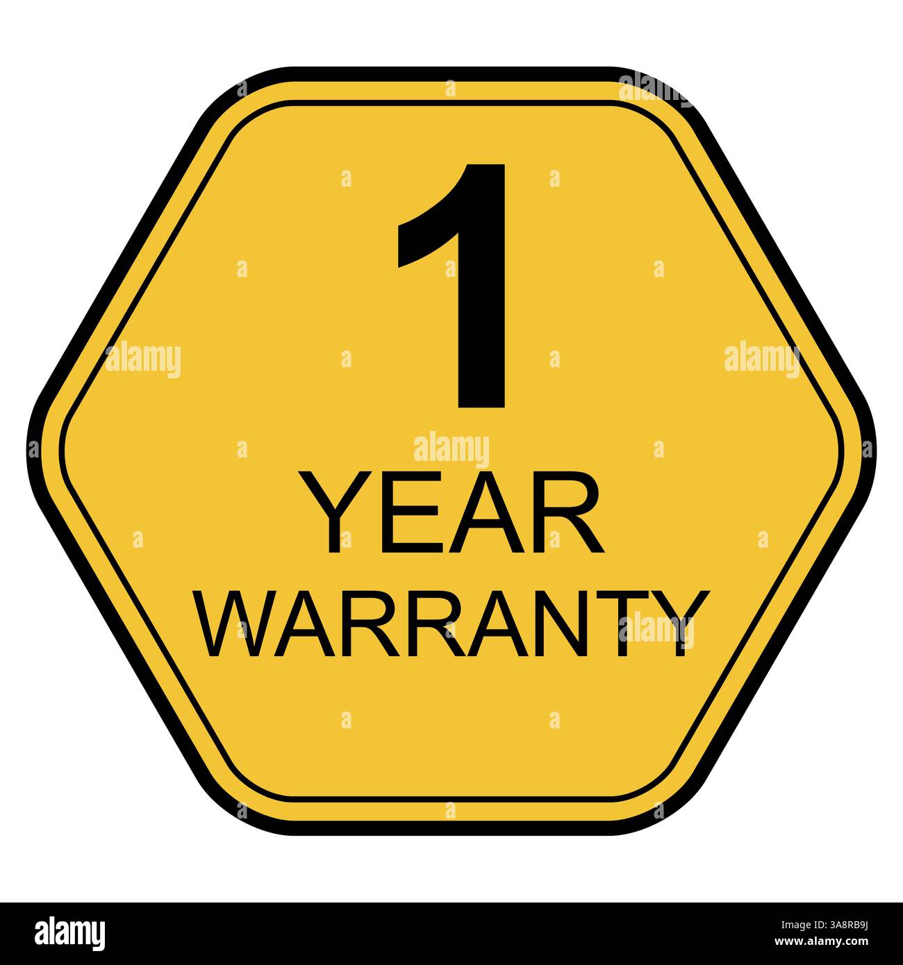 One year warranty icon, badge seal guarantee certificate customer sign ...
