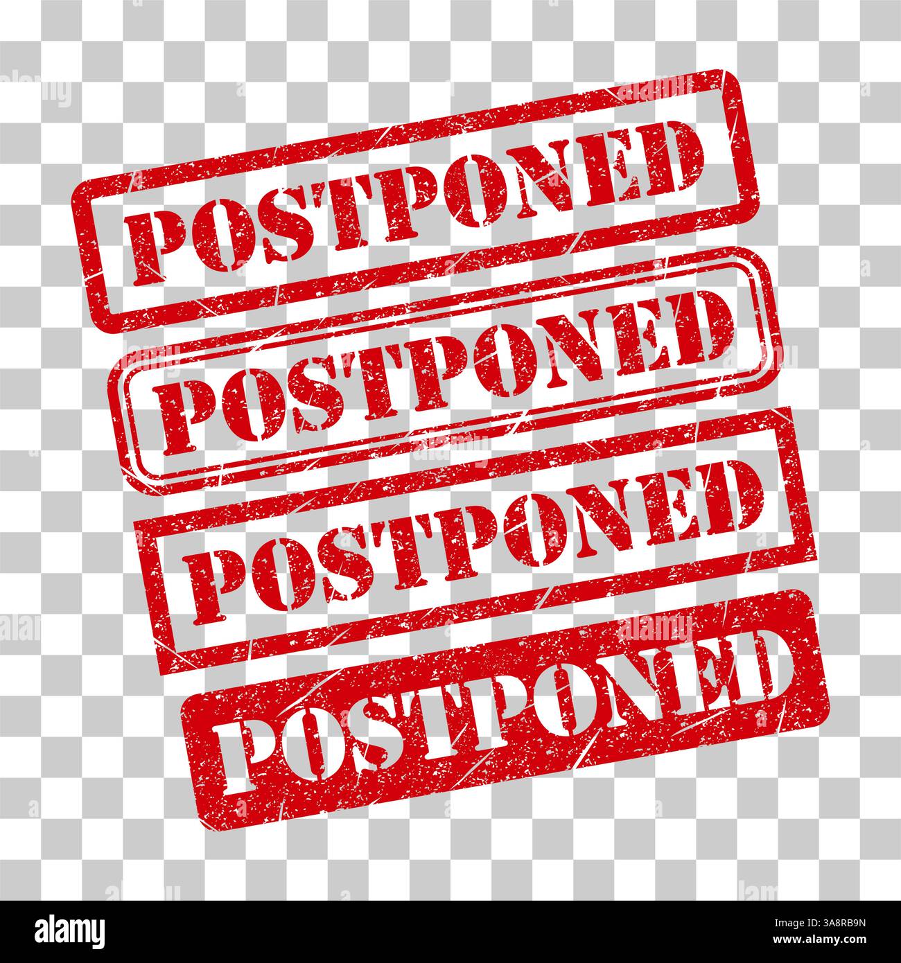 Set of Postponed stamp symbol, label sticker sign button, text banner ...