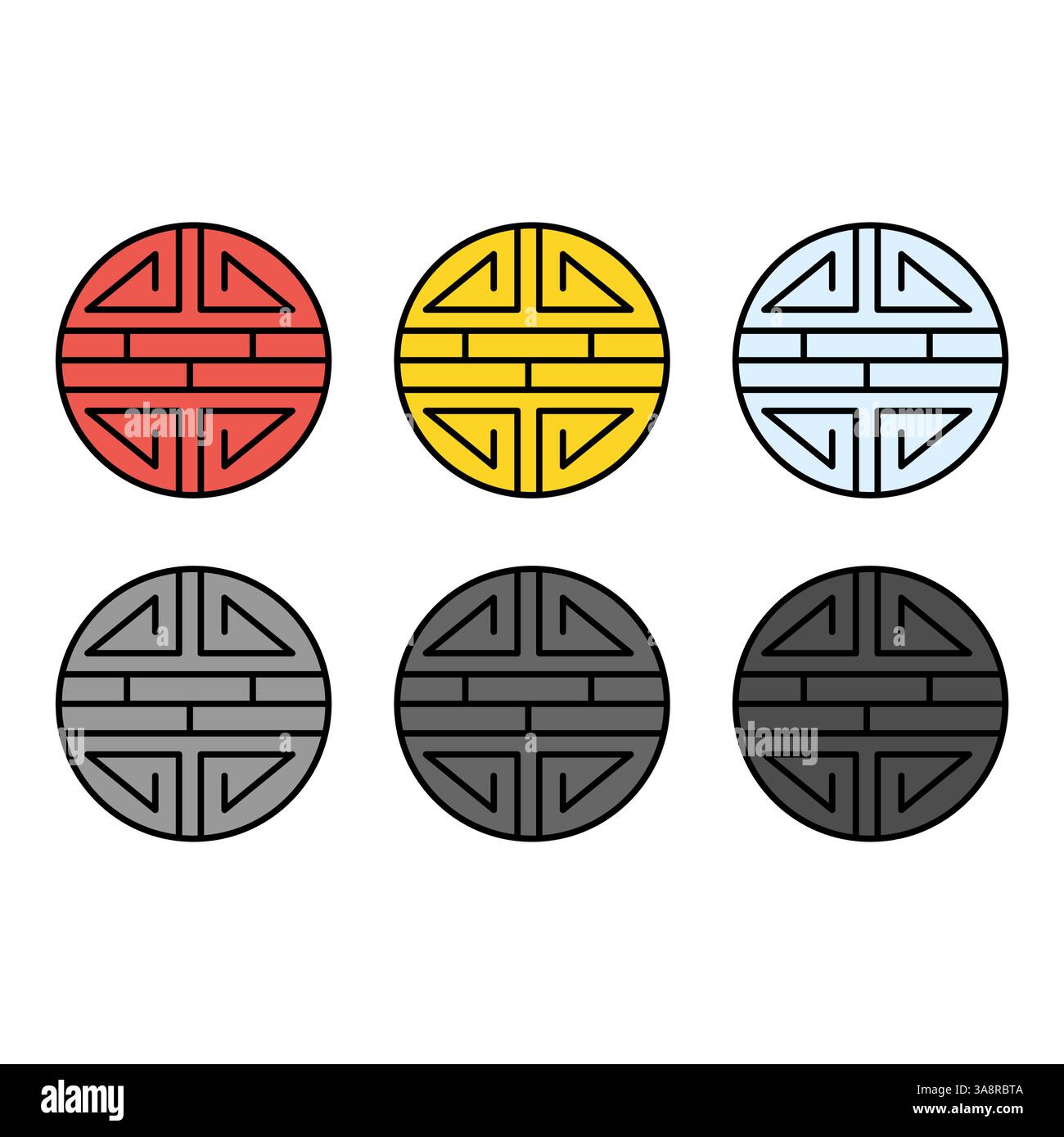 Set of Traditional shou icon, spiritual flat symbol, asian vector ...
