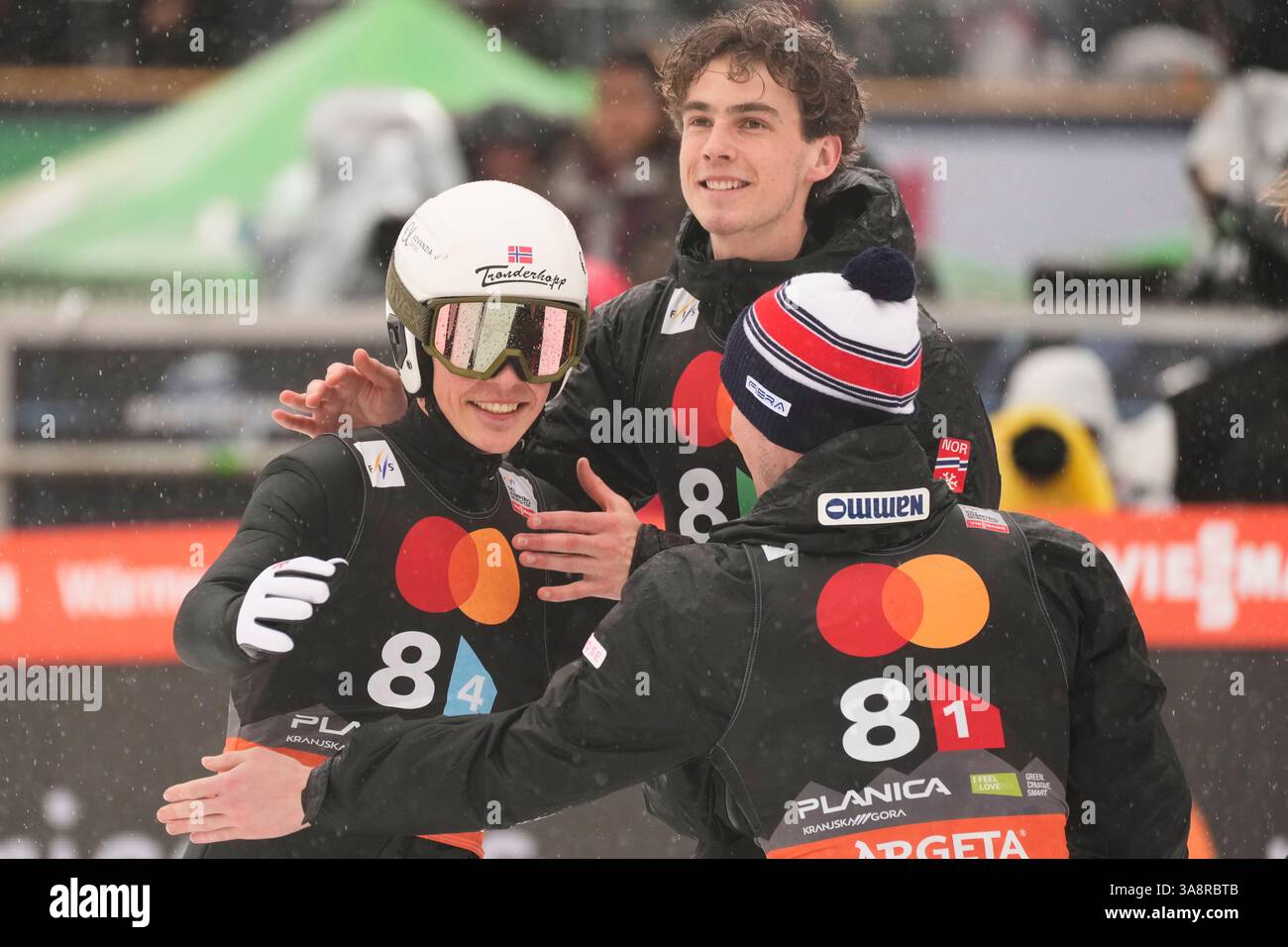 Norway's Isak Andreas Langmo , left, Sindre Ulven Joergensen . center ...