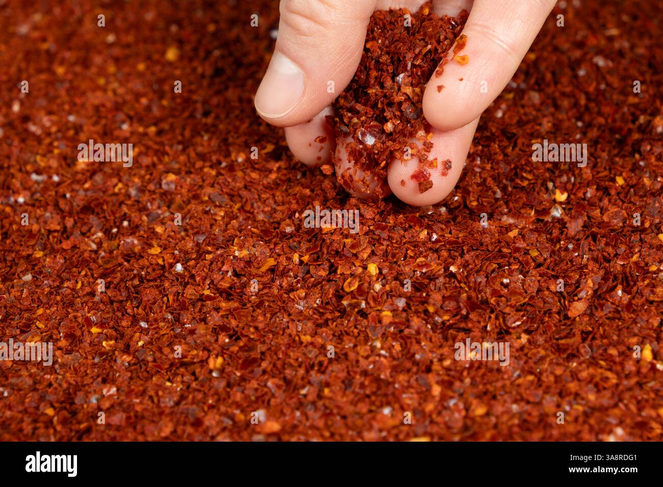 Hands pouring dried ground red hi-res stock photography and images - Alamy