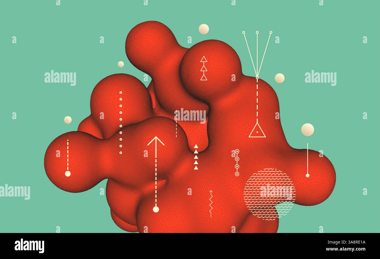 Abstract background with flowing liquid form. 3D liquid amorphous ...