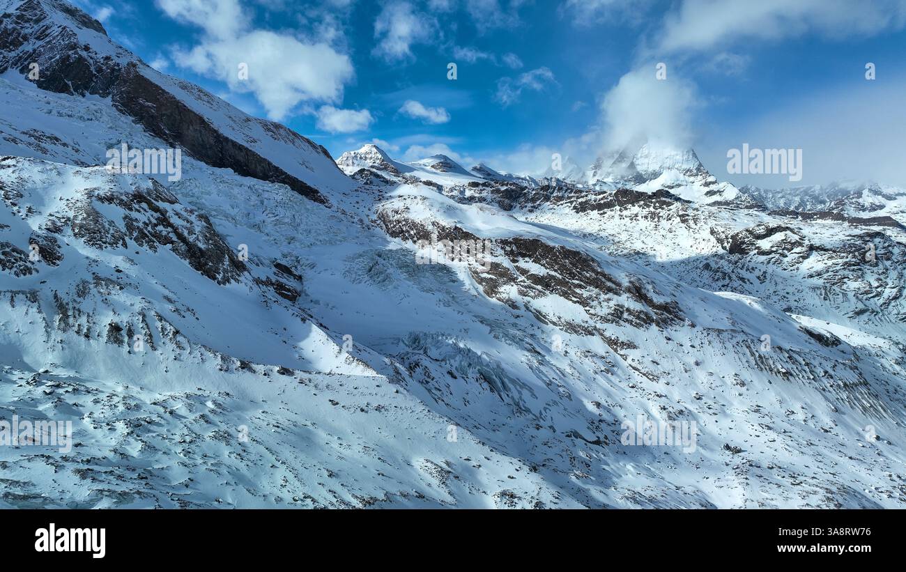 View of the Matterhorn from the Gornergrat summit station. Swiss Alps ...