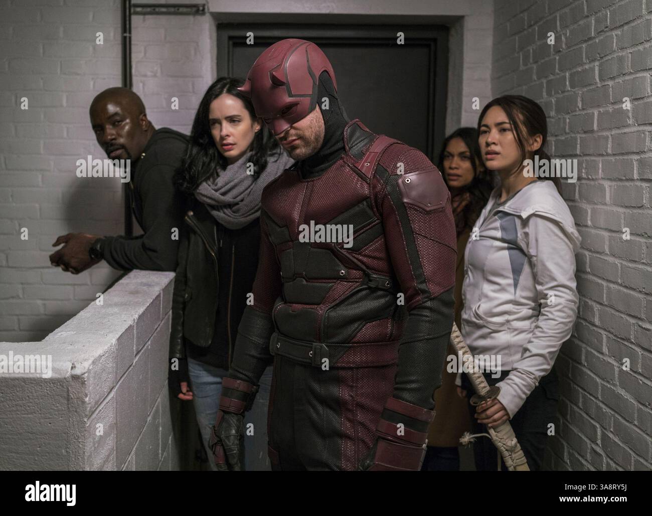 May 4, 2017 - Mike Colter, Krysten Ritter, Charlie Cox, Rosario Dawson ...