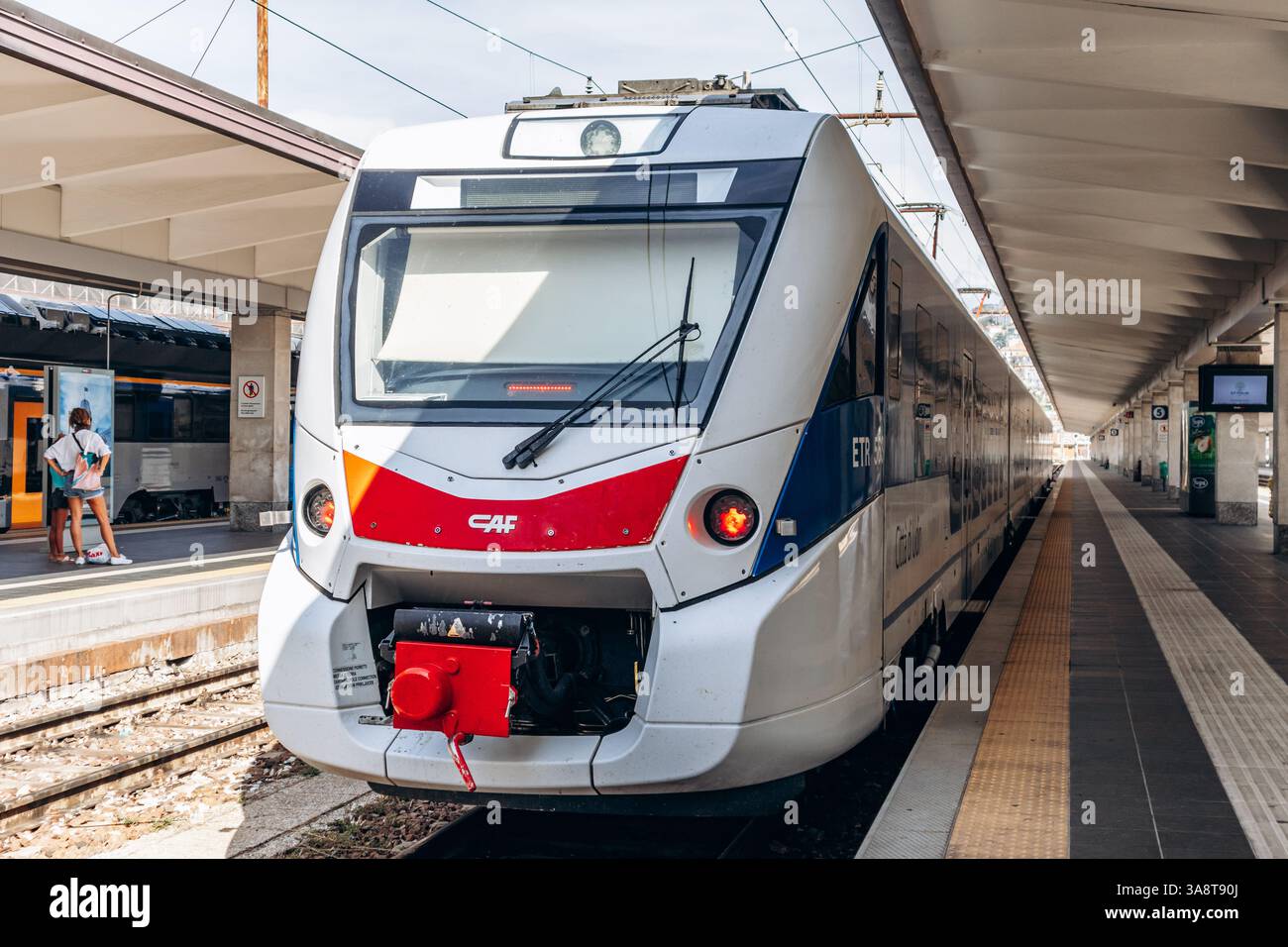 Trieste, Italy - August 18, 2024: Train arriving at Trieste Centrale ...