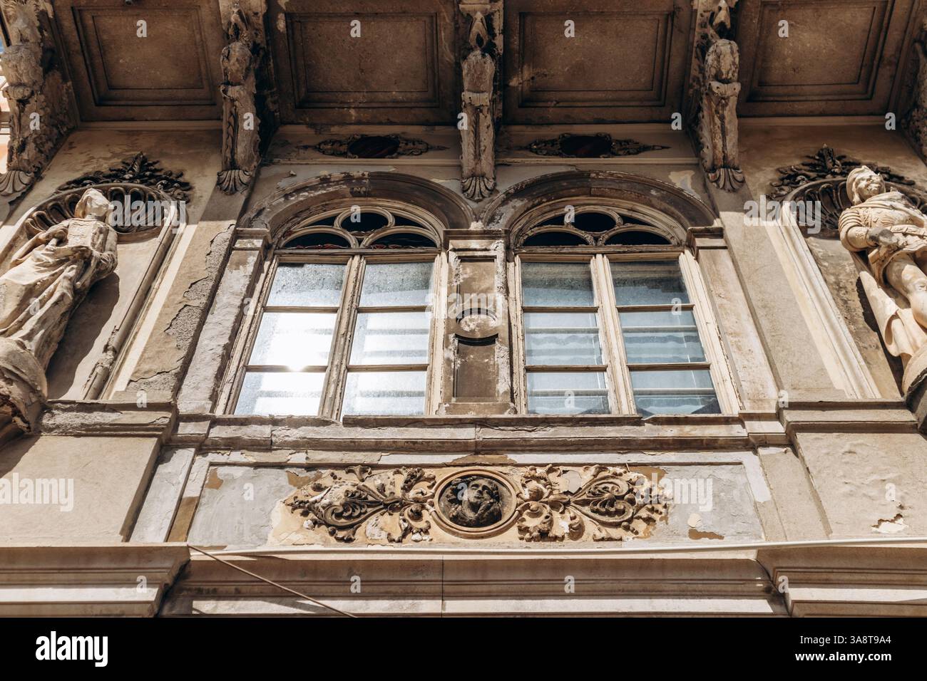 Facade of a historic building in Trieste, showcasing intricate ...
