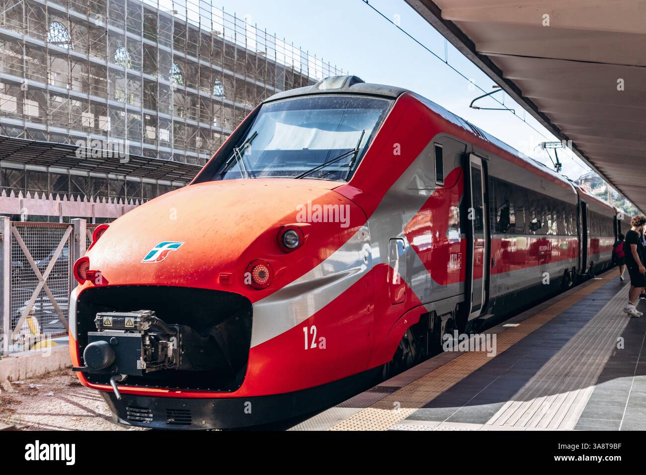 Trieste, Italy - August 18, 2024: Frecciarossa high-speed train at Trieste Centrale railway ...